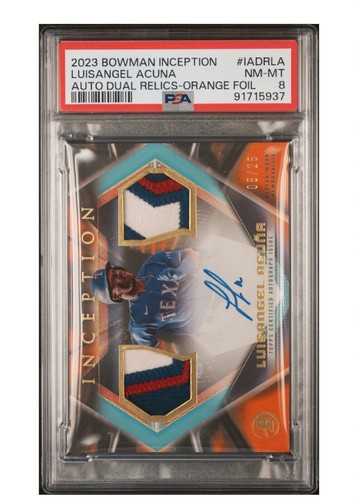 Luis Ángel acuña 2023 Bowman Inception Autograph Dual Relics Orange ...