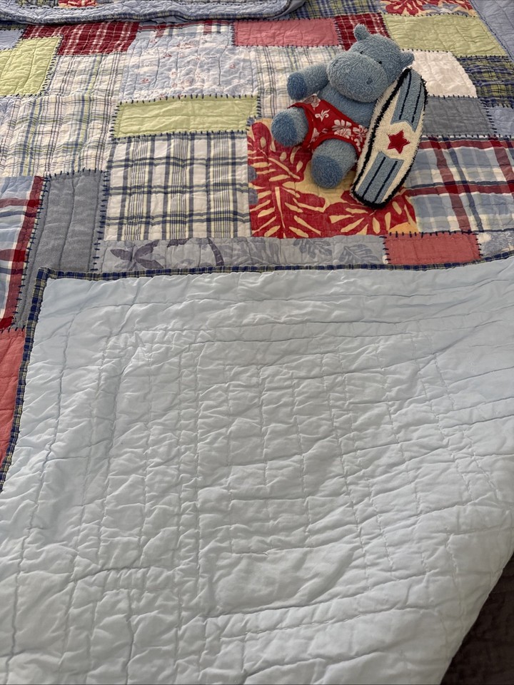 Pottery Barn Kids Twin Full SURF Tropic PATCHWORK Quilt And Sham - 100% ...