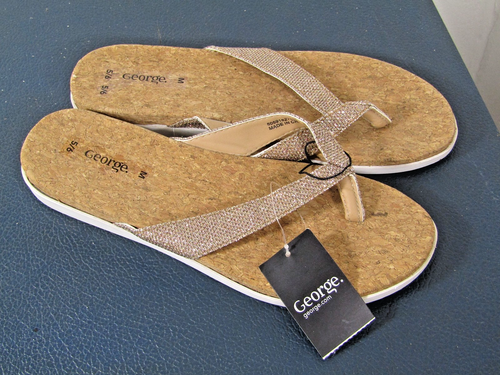 George (Asda) Flat Sole Toe Post Sandals Sparkly Glitter Summer Flip ...