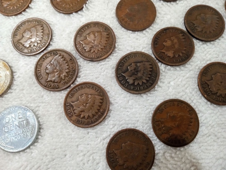 Indian Head Pennies Lot 49 MIXED 1890s-1908 Plus Steel & Uncirculated ...