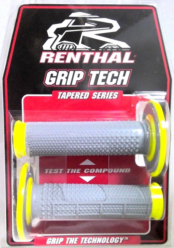 Renthal MX Dual Compound Grips Tapered Half Waffle - Grey/Yellow | eBay