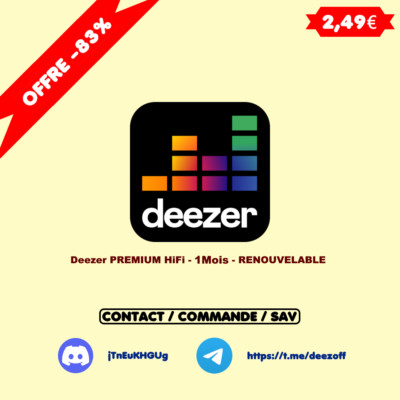 Code Abonnement DEEZER PREMIUM Hi-Fi (1 MOIS RENOUVELABLE) | eBay