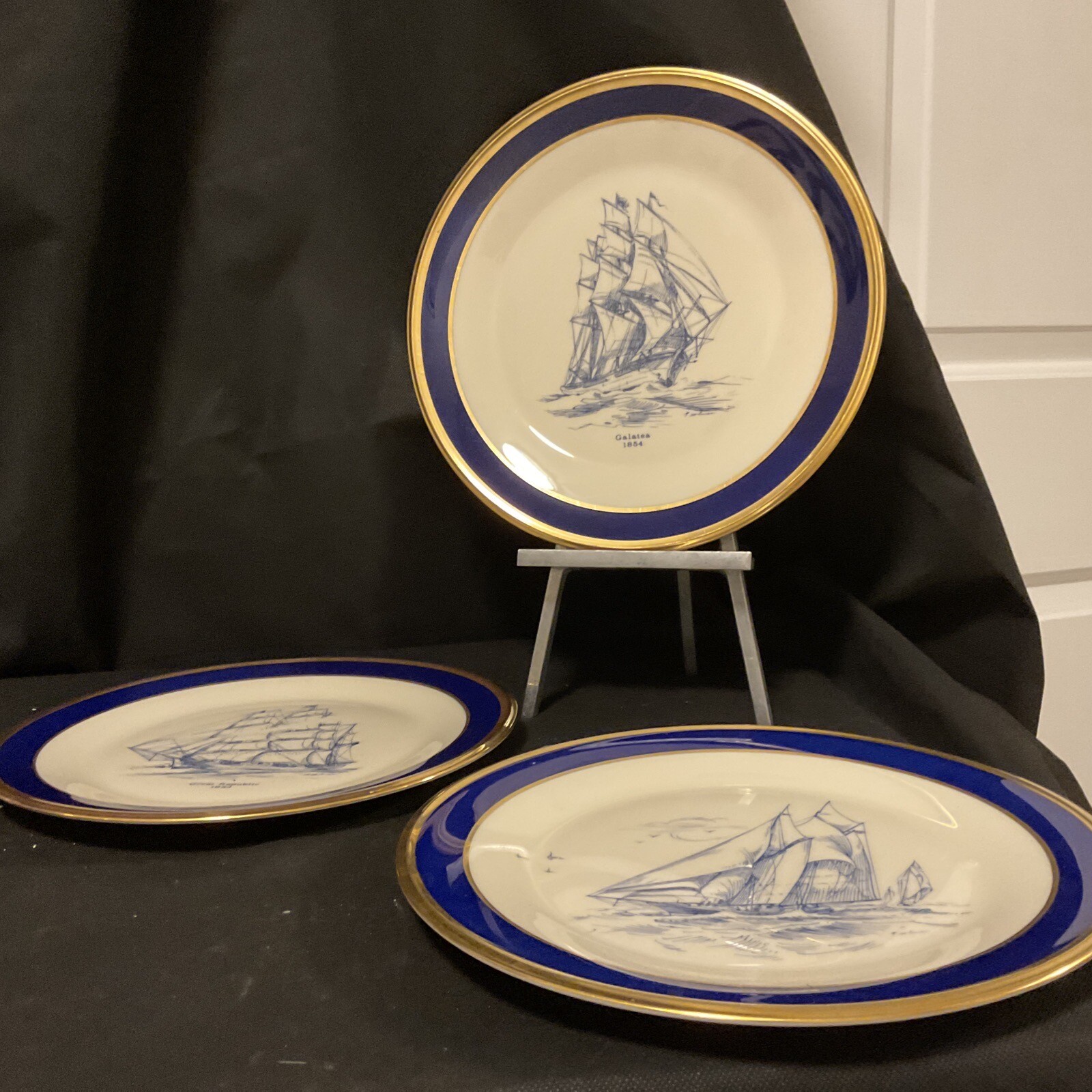 Lenox Special Set Of 3 Clipper Ship Plates 10 1/2 In Size Cobalt | eBay