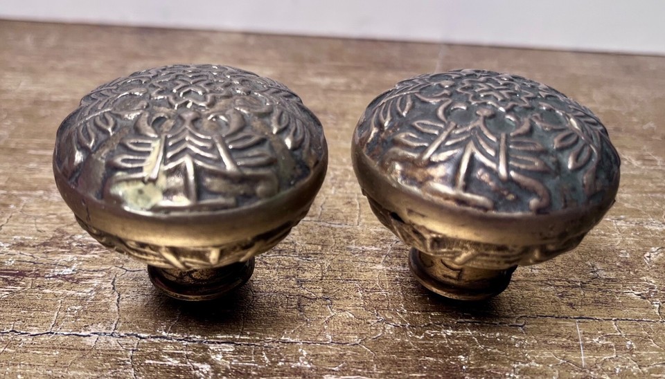 Vintage Heavy Metal Solid Door Knob Set Eastlake Ornate Detailed Nice ...