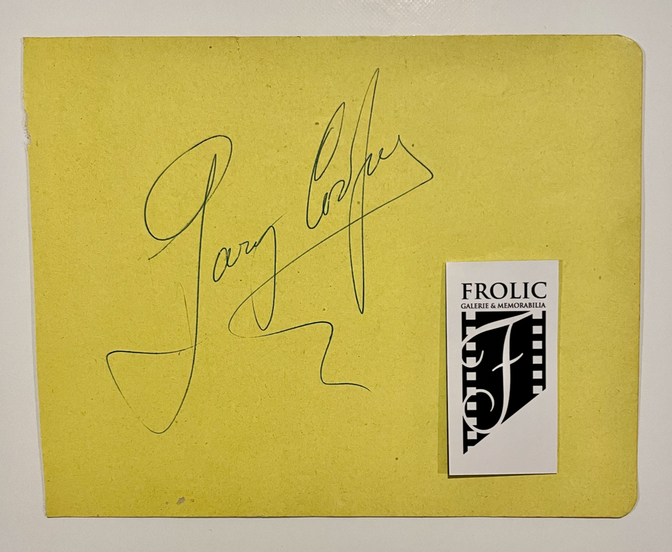 GARY COOPER Signed Original album page, ACA (LOA) American Star Actor ...