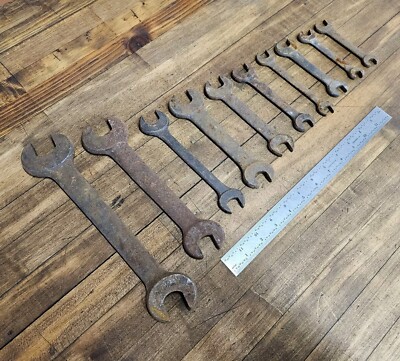 ANTIQUE Tools MACHINIST LATHE SPANNER & Factory Wrenches LOT • SIZE SET ...