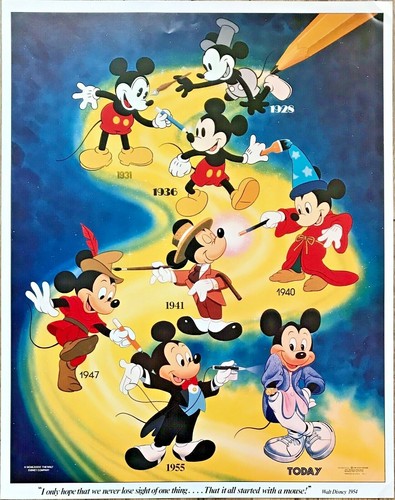 Vintage 1986 Walt Disney Evolution Of Mickey Mouse "Then And Now ...