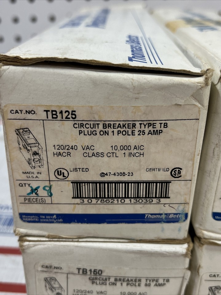 Lot/39 T&B 25A 40A 50A 60A 1P TYPE TB CIRCUIT BREAKER/s TB160 TB125 ...