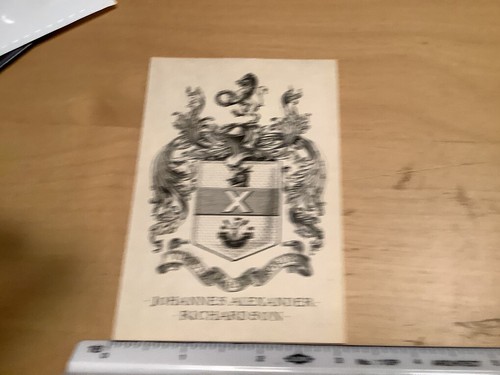 Original BOOKPLATE - w crest - JOHANNES ALEXANDER RICHARDSON | eBay