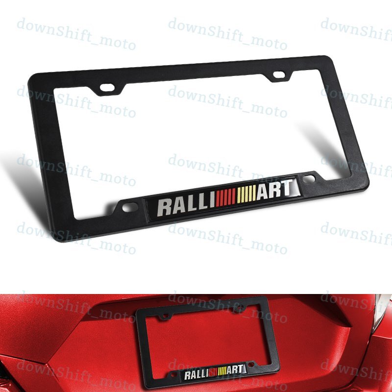 1PC RALLIART Car Emblem w/ ABS License Plate Tag Frame for Mitsubishi ...