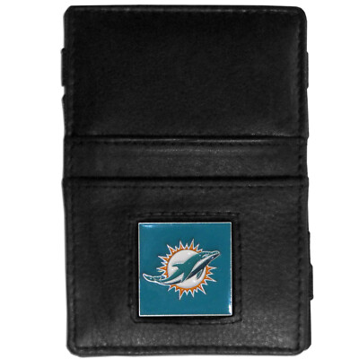 NFL MIAMI DOLPHINS WALLET JACOB'S LADDER STYLE FINE GRAIN LEATHER NEW ...