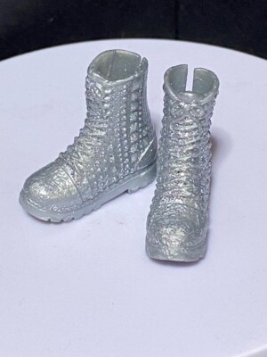 Barbie Silver Glitter Combat Style Boots Shoes | eBay