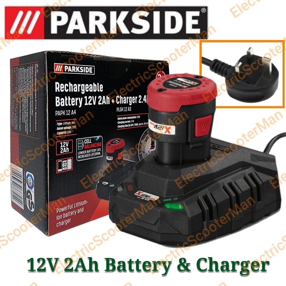 Parkside 12V 2Ah 4Ah Battery Or With Charger Double Fit X12V Team ...