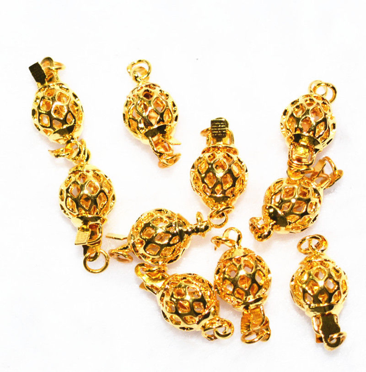 10 Pcs 8mm Zinc Alloy Plated Hollow Gold Clasps Accessories 18KGP PS9 ...