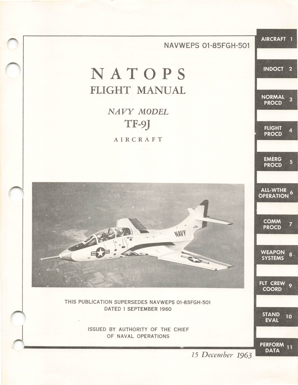 Grumman TF-9J Cougar NATOPS 1963 Flight Manual Pilot s Handbook - CD ...