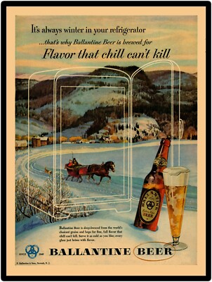 Vintage Look Ballantine Beer New Metal Sign: Winter Sleigh Theme | eBay