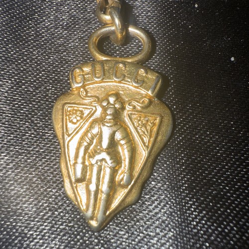 Vintage Gucci Gold Tone Hangtag Zipper Pull Knight Crest Shield Charm ...