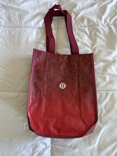 Lululemon Small Reusable Shopping Tote Bag Red Logo Monogram Obre New ...