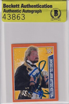 Million Dollar Man Ted DiBiase Signed 2015 Topps WWE Stickers Card #72 ...