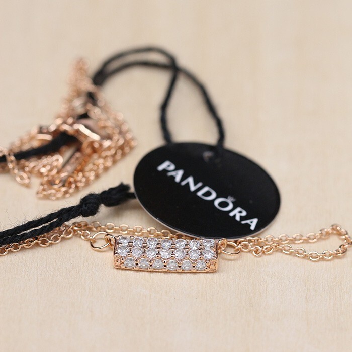 Pandora Timeless Pave Double-row Bar Collier Necklace 382621C01-45 W ...