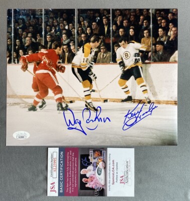 BOSTON BRUINS- KEN HODGE & WAYNE CASHMAN DUAL AUTOGRAPH 8x10 ACTION ...