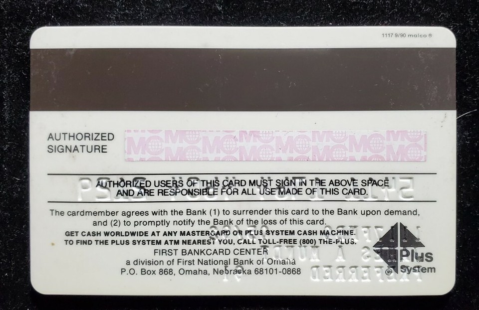 1st Bank Card Platinum MasterCard Credit Card ~ exp 1992 ~ our # cb681 ...