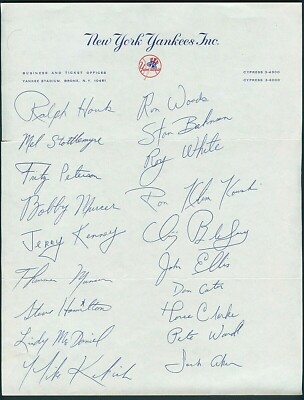 1970 NEW YORK YANKEES AUTOGRAPHED TEAM ROSTER - YANKEES LETTERHEAD | eBay