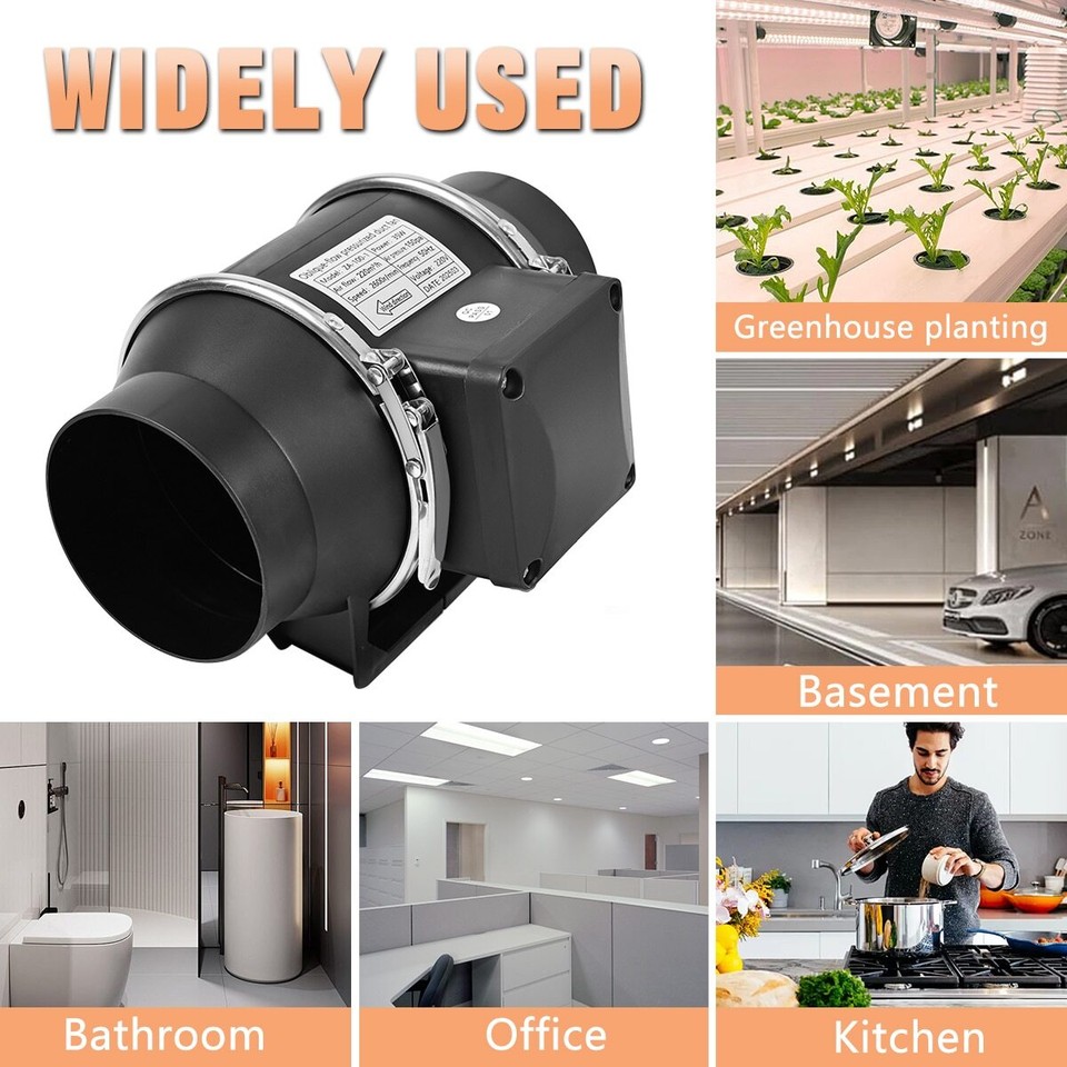 4" 150mm Extractor Fan Quiet Inline Grow Room Fan Hydroponic for ...