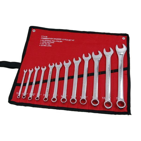 12PC COMBINATION IMPERIAL AF SPANNER SET 1/4 To 7/8" Ring Open Ended ...