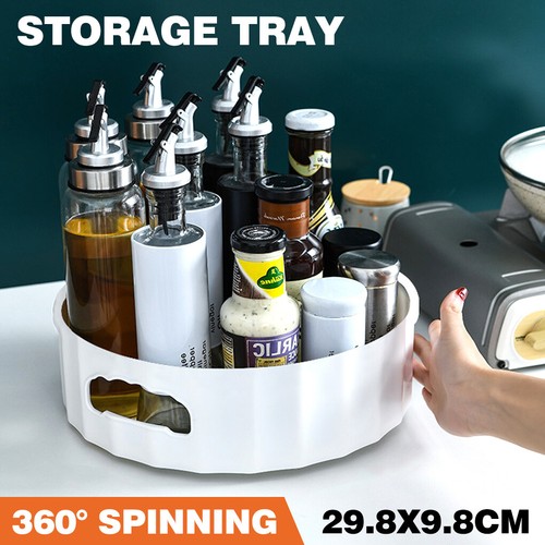 Kitchen Rotating Spice Condiment Storage Rack Bathroom Swivel Tray ...
