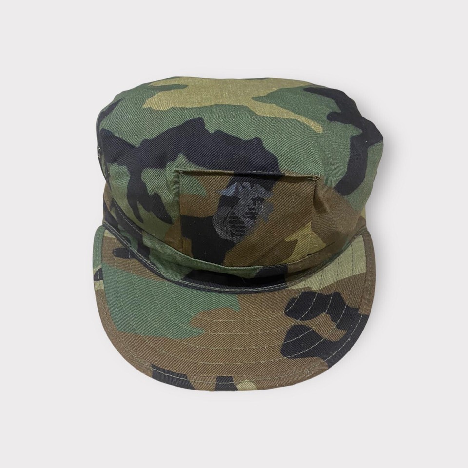USMC US MARINES M81 WOODLAND 8 POINT UTILITY CAP COVER. EGA EMBLEM ...