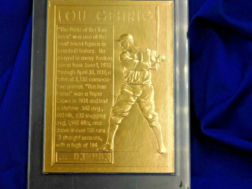 Lou Gehrig 1994 Golden Legends Limited Edition 22K Gold Card - New York ...