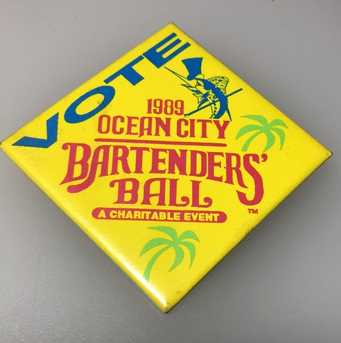 1989 Ocean City MD Bartender Ball Maryland Bars Mixed Drinks Button Pin ...