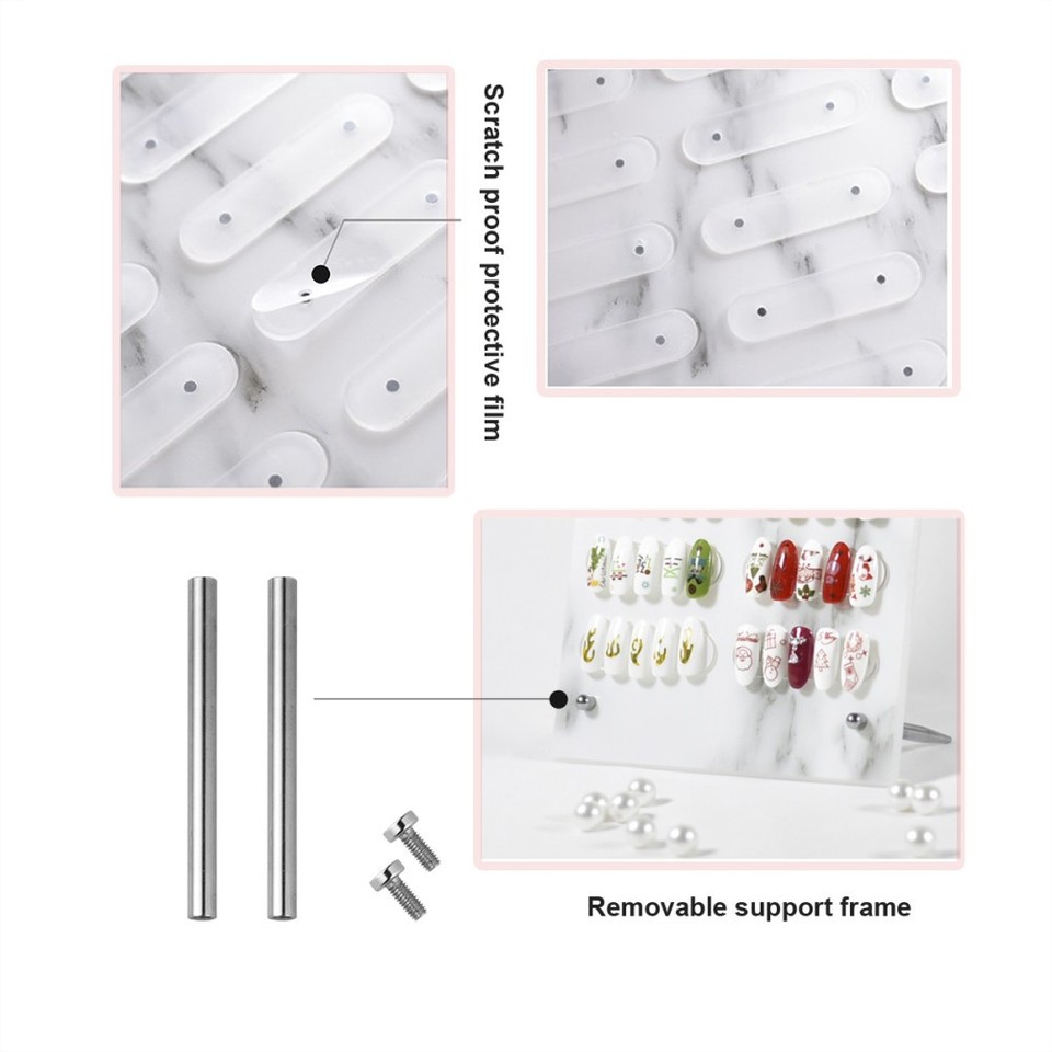 Detachable Nail Sample Display Stand Marble Pattern Nail Color Chart ...