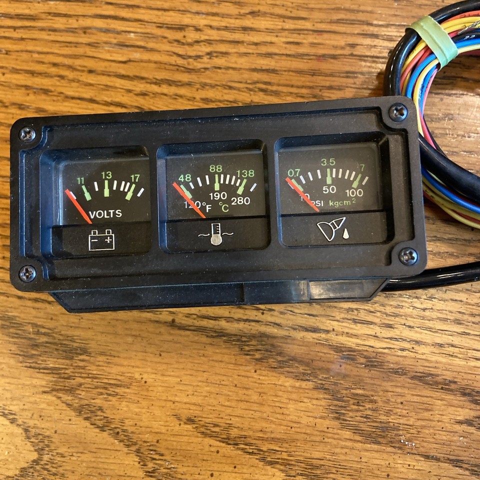 Vintage Mini Guage Trio Gauges Volt Temp Oil Pressure New OLD Stock | eBay