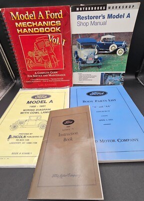 Lot of Ford Model A Books Parts List Restoration Mechanics Guide Wiring ...