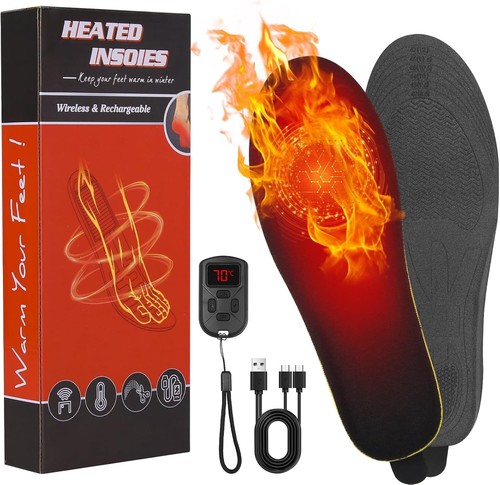 2600mAh USB Heated Shoe Insoles With Remote Control Feet Warm Sock Pad ...