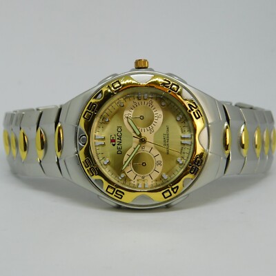 DENACCI Two Tone Quartz Analog Men's Watch Sz. 8 1/4" New Battery | eBay