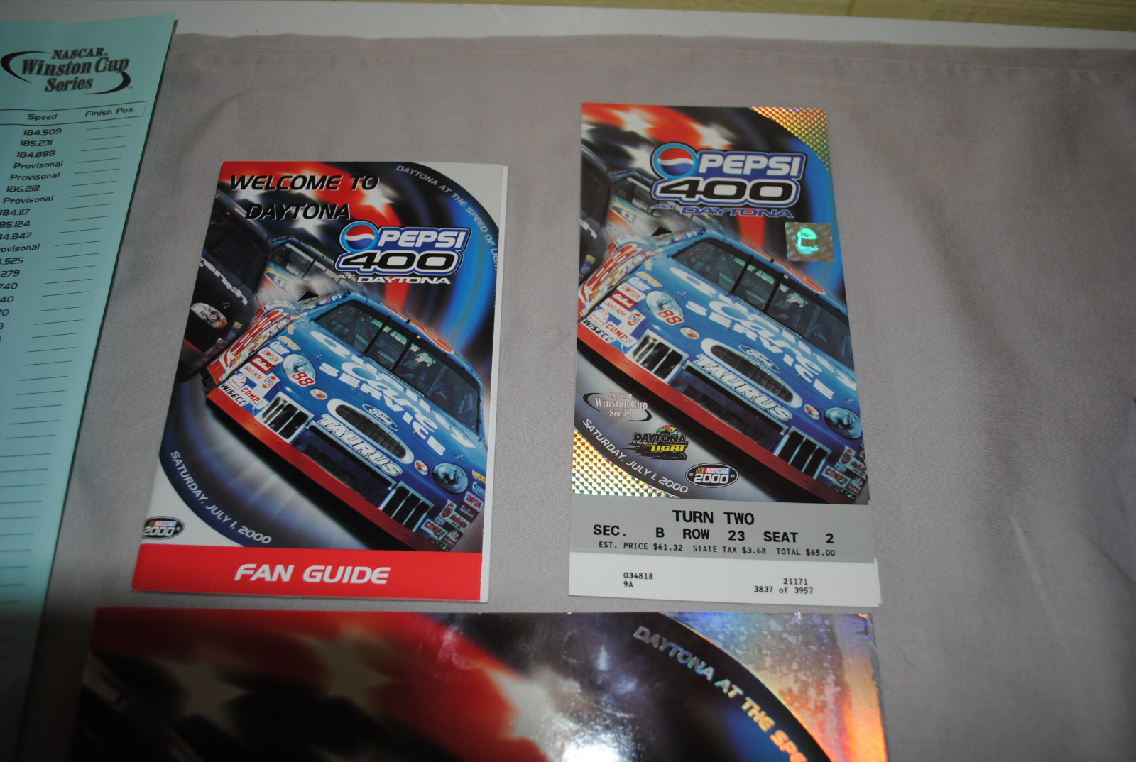 Pepsi 400 At Daytona July 1, 2000 Program With Diecast Car, Fan Guide ...