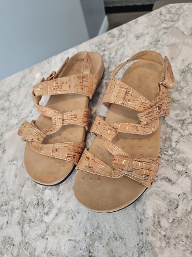 Vionic Sandals Womens Size 8 Rest Paros Strappy Brown Cork Open Casual ...