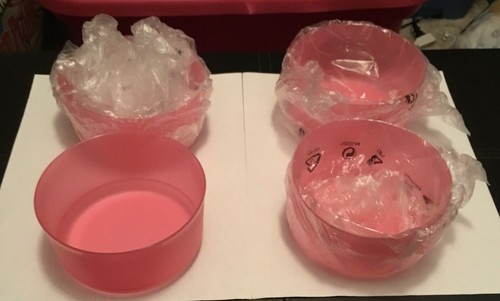 Tupperware Basic Bright Round Container Bowl 2 1/4 Cup Pink Set of 4 ...