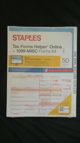50 Ct Pack Staples 2018 IRS Tax Forms Helper Online + 1099-Misc 5-Part ...
