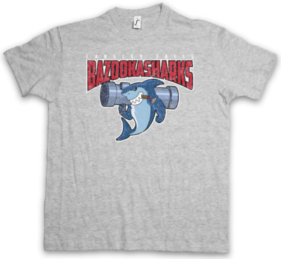 B Sharks T-Shirt American Langley Falls Team Bazooka Logo Sign Symbol ...
