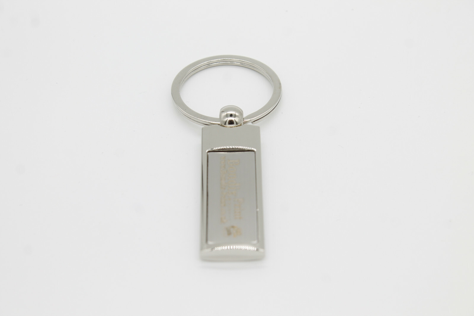 Personalised rectangle shape keyring metal engraved with any name logo ...