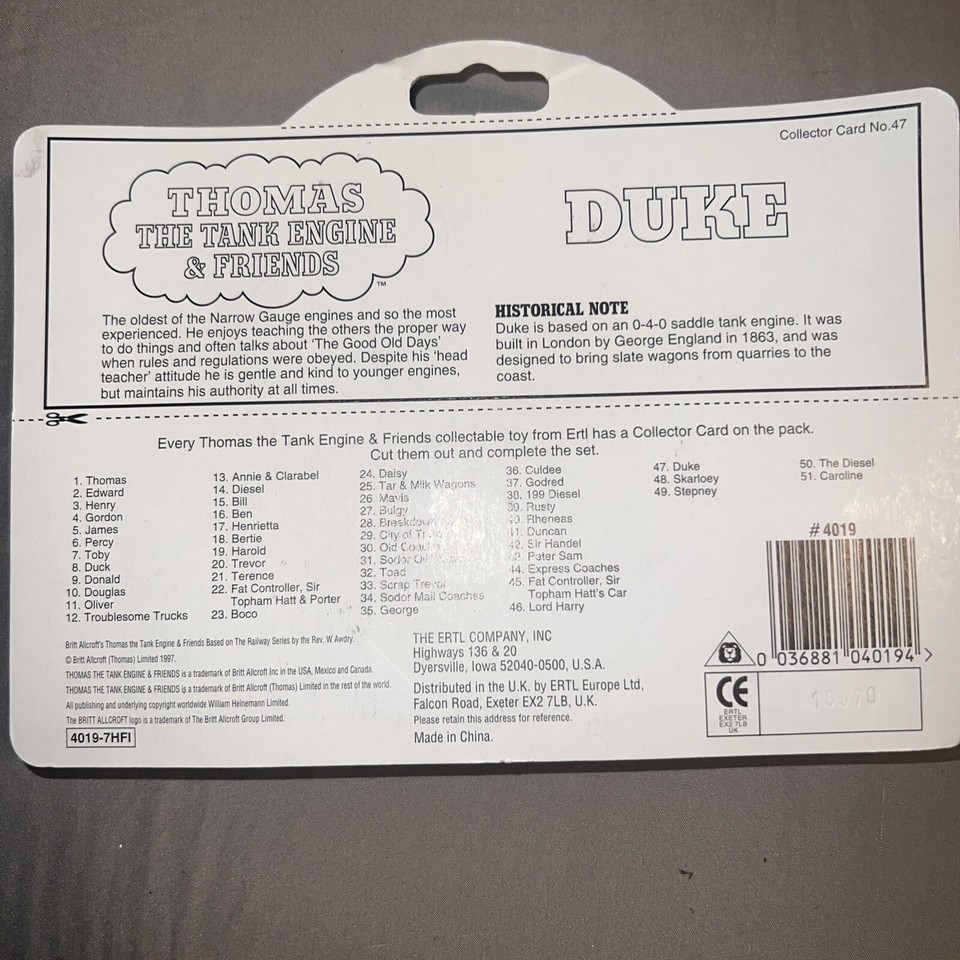 DUKE - Thomas the Tank Engine & Friends ERTL 1997 NIB | eBay