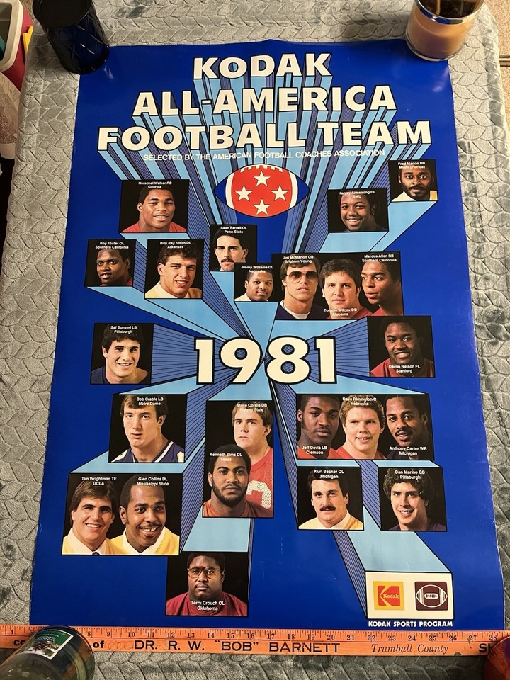 Vintage Original 1981 Kodak All American Football Team Poster Collage ...