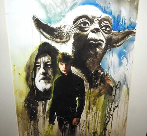 Rob Prior Star Wars Print Luke Obi Wan & Yoda Prior Drip Style Matted ...