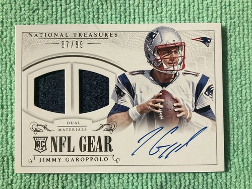 2014 National Treasures Jimmy Garoppolo Dual Relic Autograph Rookie ...