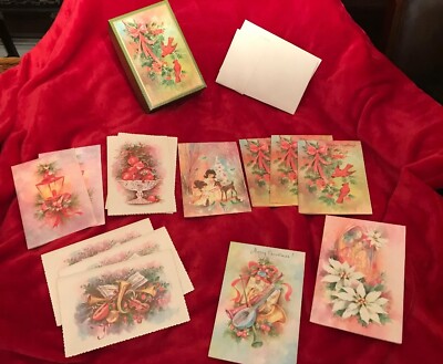 Vintage Quality Crest Christmas Cards 13 Cards 7 Envelopes Original Box ...