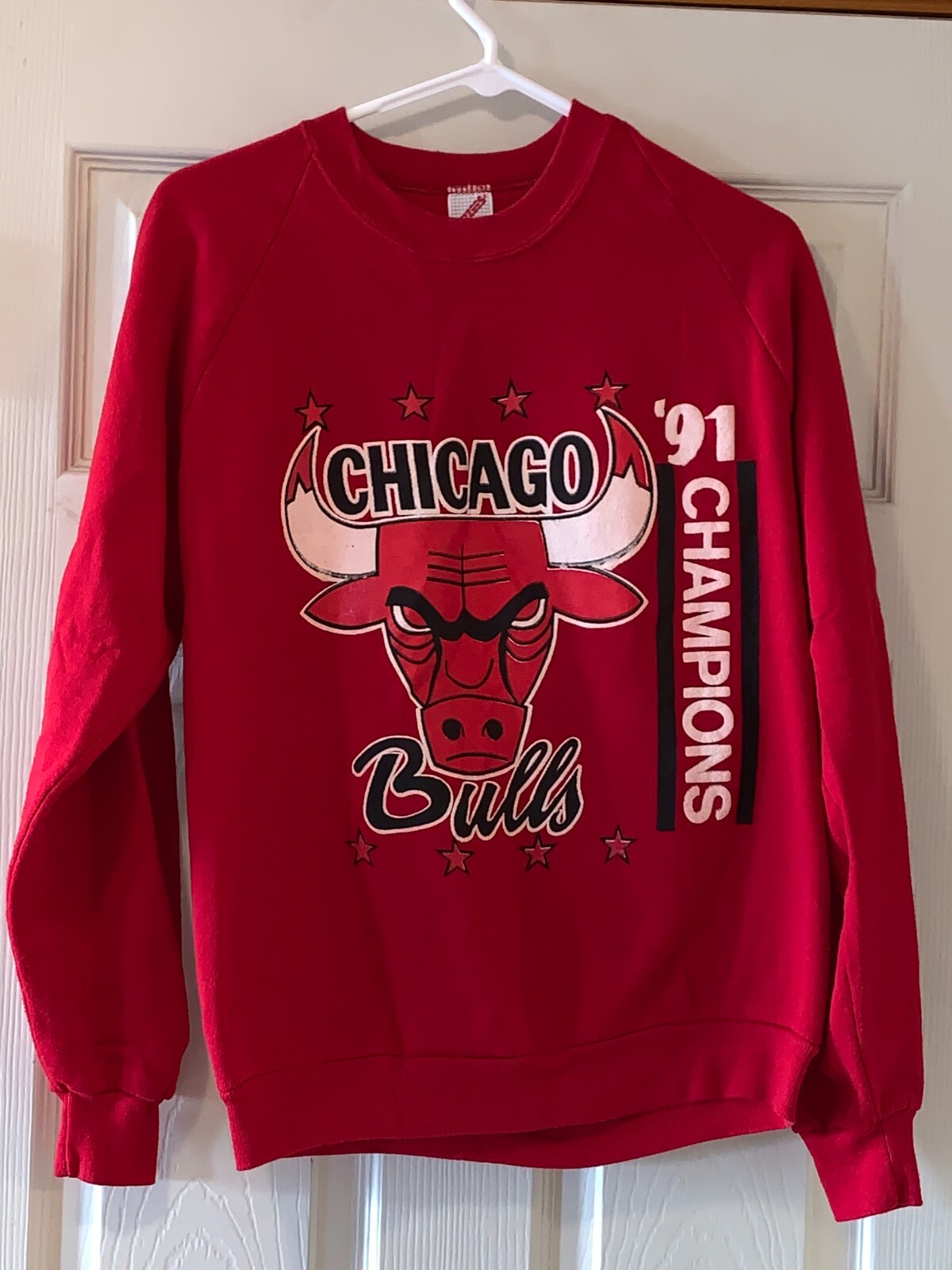 VINTAGE NBA CHICAGO BULLS 91' CHAMPIONS PULLOVER SWE… - Gem